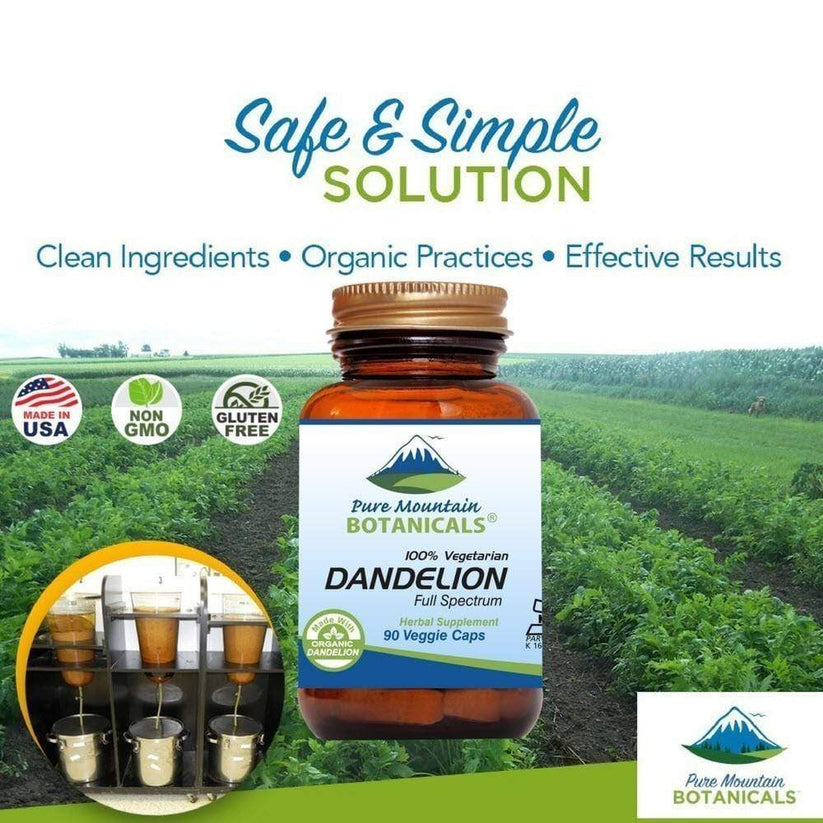 Dandelion Root Capsules - 90 Organic Kosher Vegan Caps – Pure Mountain ...
